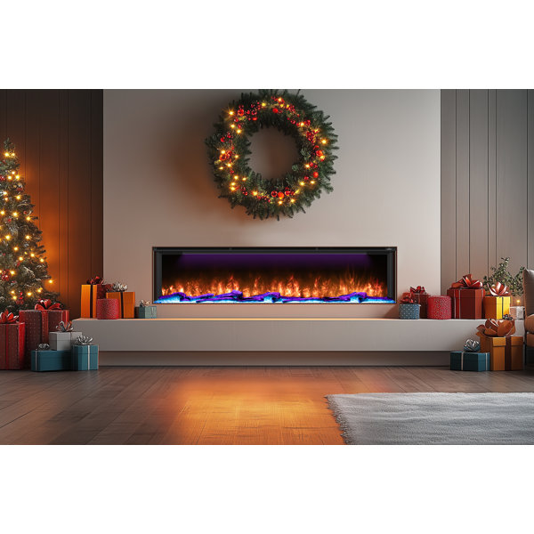 Symple Stuff Rupendra 3 Sided Electric Fireplace, Smart Wi-Fi app/Remote Control Fire place ...